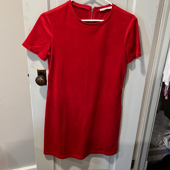 Zara | Dresses | Red Suede Shift Dress | Poshmark